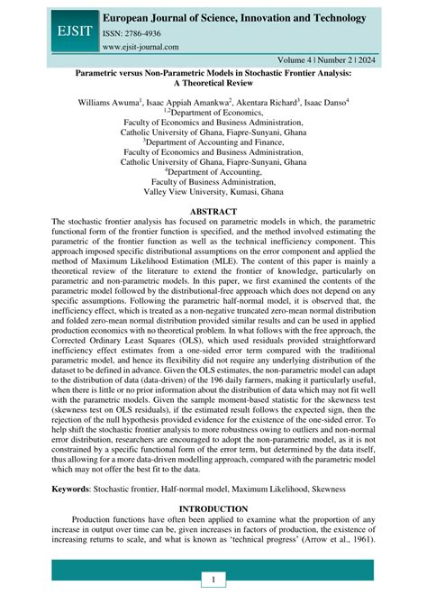 pdf parametric versus non parametric models in stochastic frontier