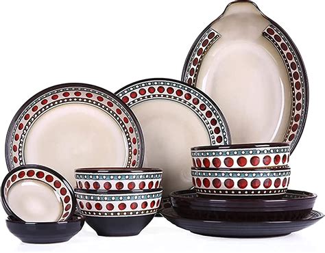 Geschirr Sets Geschirr Set 11 Teilig Amerikanisches Retro Porzellan Geschirr Set Mit Tellern