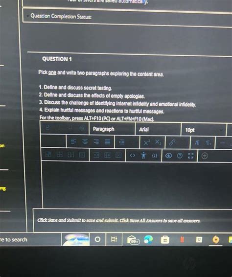 Question Completion Status Question 1 Pick One And