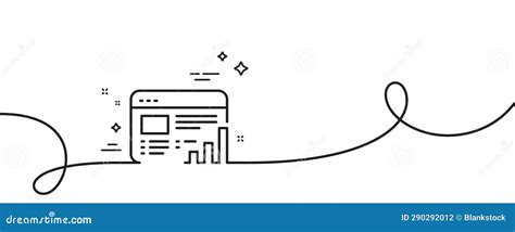 Web Report Line Icon Column Graph Sign Continuous Line With Curl Vector Stock Illustration