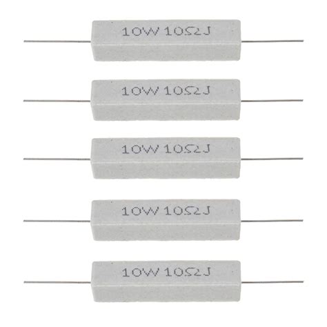 Pack Of 5 Pcs Resistor Cement Ceramic Cement Resistor 10w 10 Ohm Resistance 5 Ceramic Wire