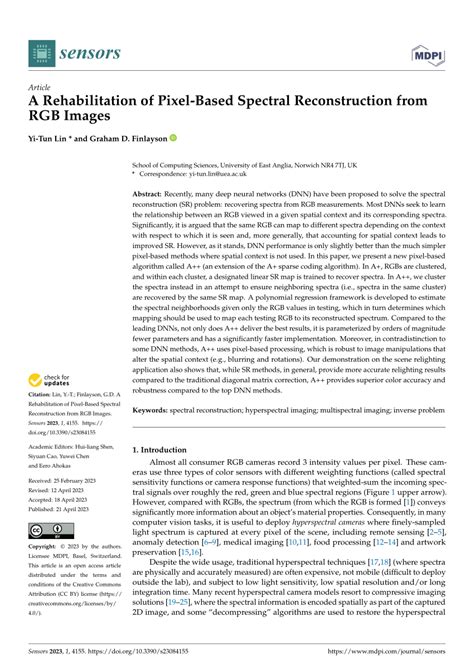 Pdf A Rehabilitation Of Pixel Based Spectral Reconstruction From Rgb Images
