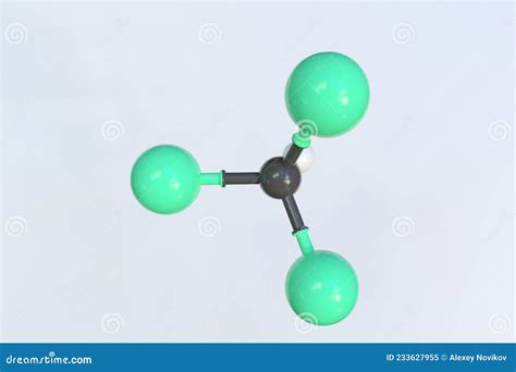 Molecule Of Chloroform Ball And Stick Molecular Model Scientific 3d Rendering Stock
