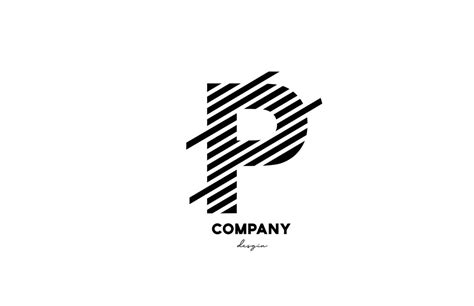 Black And White P Alphabet Letter Logo Design Icon For Company And