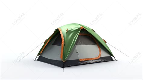 매혹적인 3d 렌더링 선명한 흰색 배경을 배경으로 한 관광객 친화적인 녹색 돔 캠핑 텐트 선명한 배경 배낭 여행 배경 휴가 배경 이미지 Hd 선명한 배낭 여행