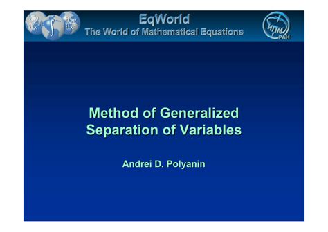 Pdf Method Of Generalized Separation Of Variables