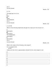 PYTHON Q Docx Q No Correct Answer Marks B The Data Type Of B Is Int True