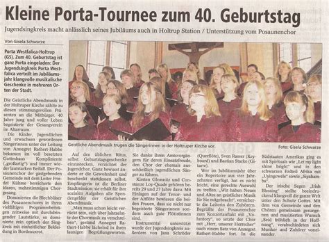 Kleine Porta Tournee Zum Geburtstag Jugendsingkreis Porta Westfalica E V