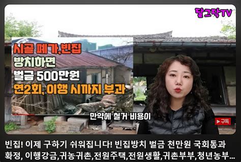 빈집방치 벌금 천만원 국회통과 확정 이행강제금