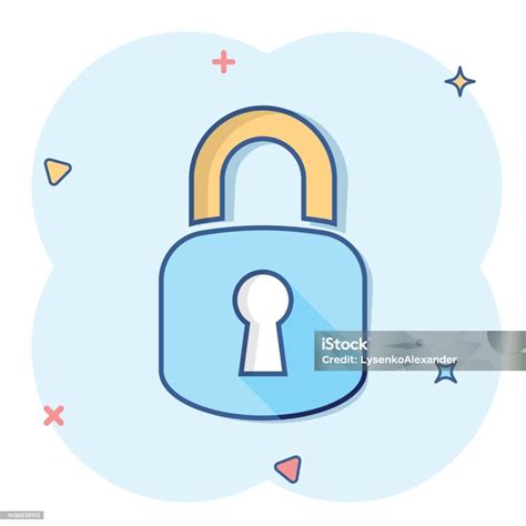 만화 스타일의 자물쇠 아이콘 흰색 격리 된 배경에 만화 벡터 그림을 잠급다 개인 스플래시 효과 비즈니스 개념 가까운에 대한 스톡 벡터 아트 및 기타 이미지 Istock