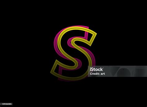 S 문자 벡터 Desing 그림자 글꼴 로고 검은 색 배경에 동적 분할 핑크 노란색 색상 소셜 미디어 디자인 요소 크리에이티브 포스터 웹 템플릿 0명에 대한 스톡 벡터 아트
