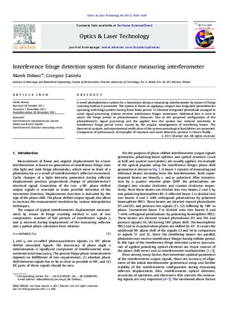 Pdf Interference Fringe Detection System For Distance Measuring Interferometer