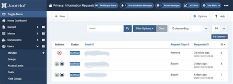 J4 X Privacy Setup Joomla Documentation