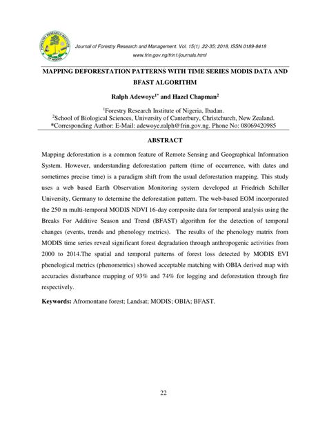 Pdf Mapping Deforestation Patterns With Time Series Modis Data And