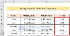 How To Use Formula For Late Attendance In Excel ExcelDemy