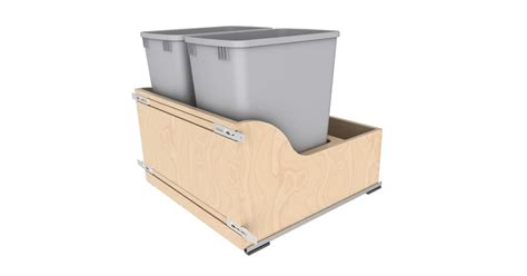Rev A Shelf 4WCSC 2432DM 2 Wood Classics 24 Wood Double 32 Qt 8 3 4 Gallon Pullout Trash Can