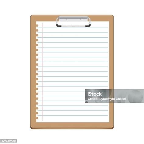 베이지 색 클립보드와 줄 지어 있는 흰색 노트북 시트 줄이있는 백서 노트 체크리스트 설문지 미리 알림 템플릿 금속 클립과 종이가 있는 사실적인 클립보드 디자인 벡터 0명에