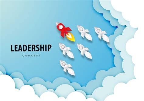 로켓 리더십 개념 프리미엄 벡터