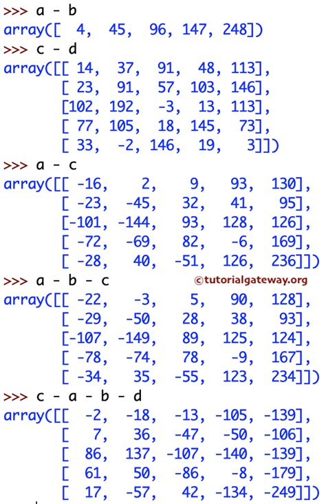 Python Numpy Arithmetic Operations