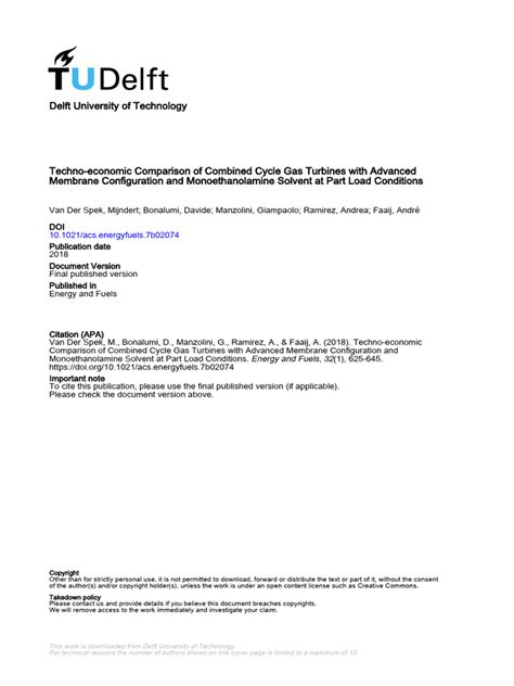 Techno Economic Comparison Of Combined Cycle Gas Turbines With Advanced Membrane Configuration