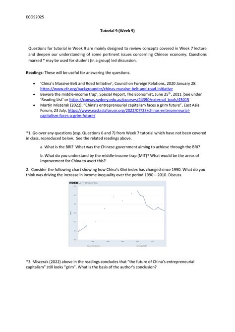Week 9 Tutorial Questions Ecos Tutorial 9 Week 9 Questions For