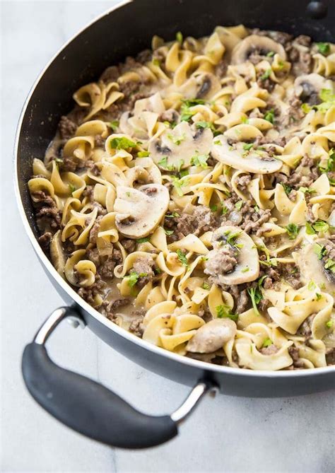 One Pot Rich And Creamy Ground Beef Stroganoff And Noodles The Kitchen