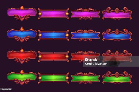 중세 게임 메뉴 프레임 Ui 요소 버튼 빨강에 대한 스톡 벡터 아트 및 기타 이미지 빨강 0명 2차 도형 Istock