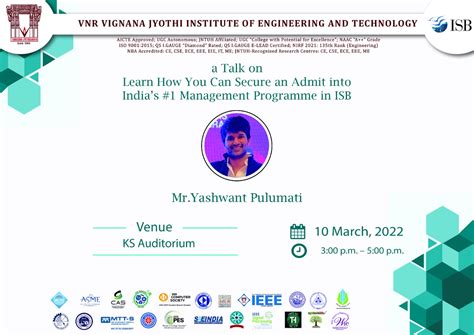 Ieee Vnrvjiet Is Organizing A Talk On Learn How You Can Secure An Admit Into Indias 1