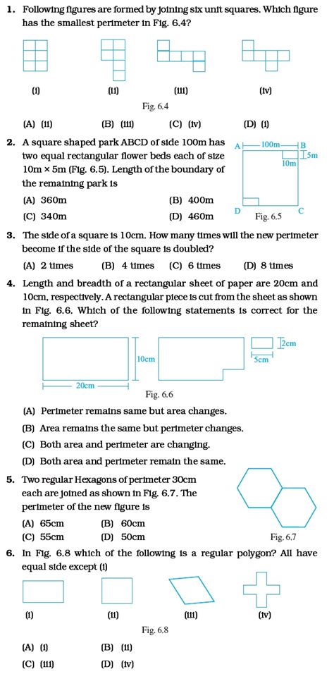 Ncert Exemplar Class 6 Maths Unit 6 Mensuration Aglasem