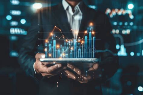 Businessman Interacting With A Digital Screen Displaying Data And Charts Representing