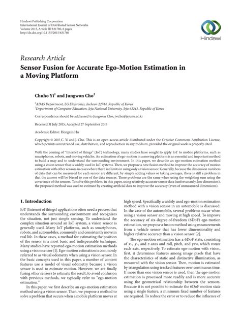 Pdf Sensor Fusion For Accurate Ego Motion Estimation In A Moving Platform