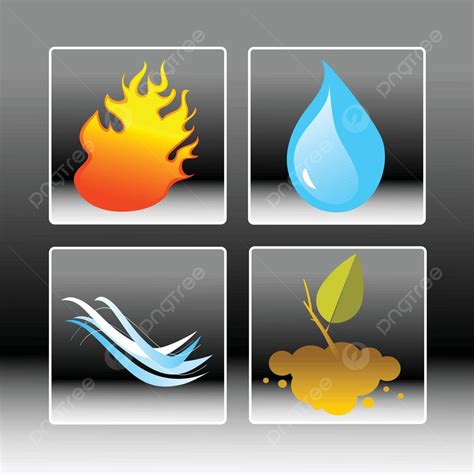 Four Elements Leaf Symbol Concept Vector Leaf Symbol Concept Png And