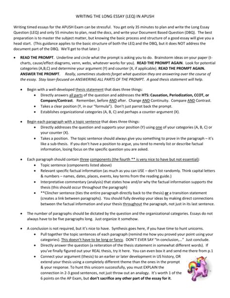 APUSH LEQ Writing Guide Ace Your Long Essay