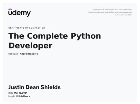 Justin Shields On Linkedin Completed The Complete Python Developer