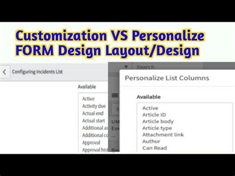 Customization Vs Personalize In Form List Layout Servicenow Skfacts Interview YouTube