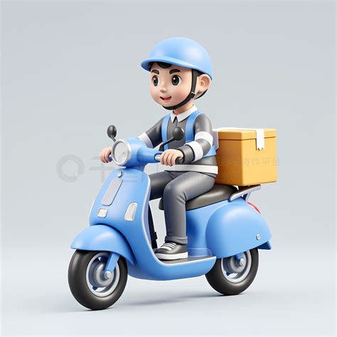 摩托车ai数字艺术 配送员骑着摩托车送快递 Ai立体元素免费下载png格式4096像素编号71301792 千图网