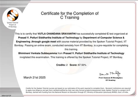 Cprogramming Spokentutorial Iitbombay Learning Achievement