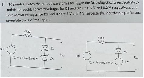 Solved 310 Points Sketch The Output Waveforms For Vout In The