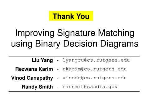 Ppt Improving Signature Matching Using Binary Decision Diagrams