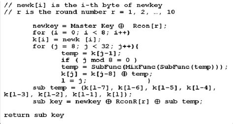 Key Expansion Pseudocode For The New Key Schedule 64 Bit 8 Bytes Key