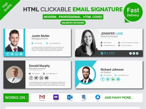 Responsive Clickable Html Email Signature Upwork