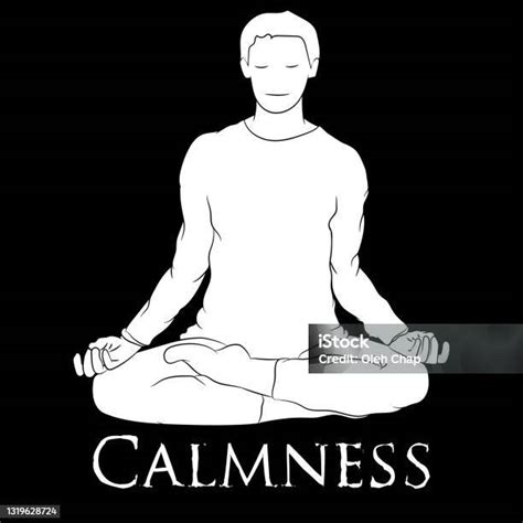 벡터 그림입니다 검은 색 배경에 텍스트와 고립 된 명상 남자 0명에 대한 스톡 벡터 아트 및 기타 이미지 0명 가냘픈