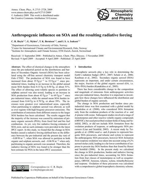 Atmospheric Chemistry And Physics