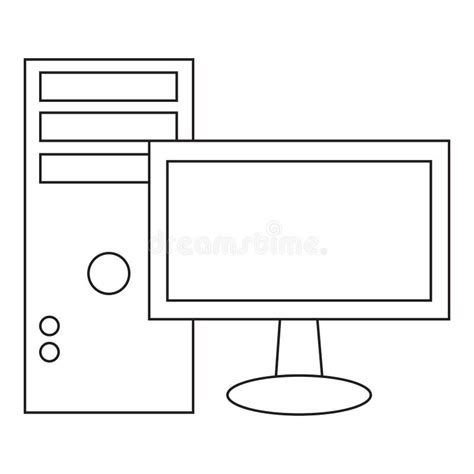 Thin Line Desktop Computer Stock Illustration Illustration Of Vector 257946649