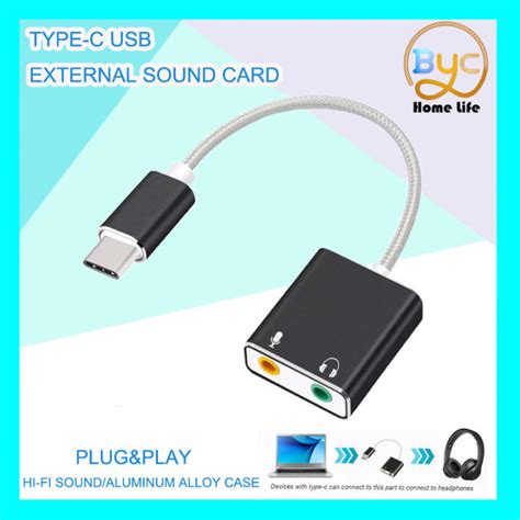 BYC USB Type C Type C External Sound Card Hi Fi Magic Voice 5 1 CH Audio Card Adapter USB C To