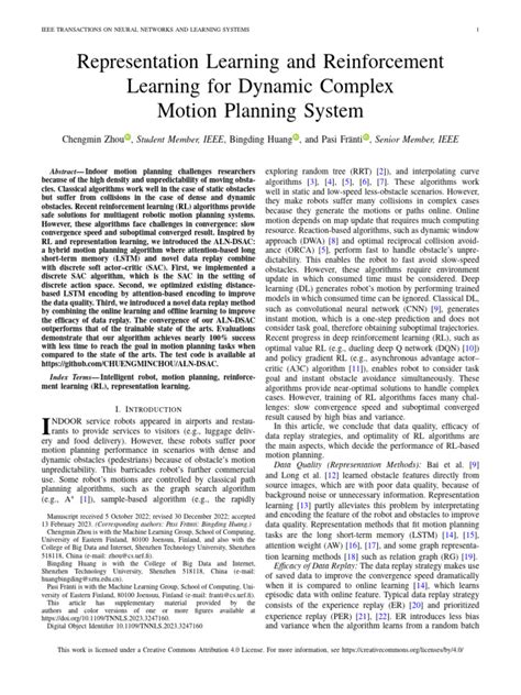 Representation Learning And Reinforcement Learning For Dynamic Complex Motion Planning System Pdf