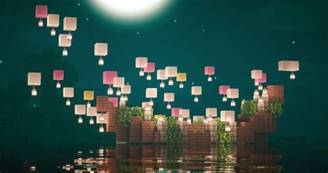 Japanese Floating Lanterns Boat In Minecraft Tutorial