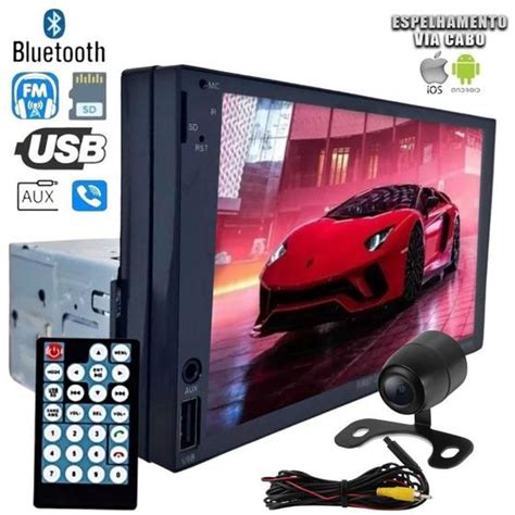Central Multimídia Mp5 Tela 7 Polegadas 1 Din Bt Aux Fm Mic First Option Central Multimídia