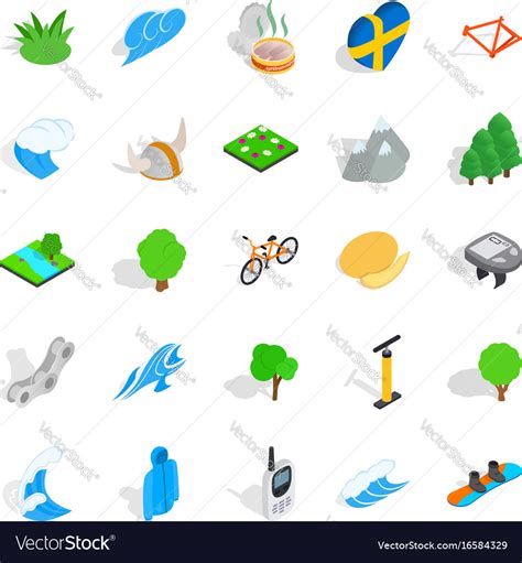 Unity With Nature Icons Set Isometric Style Vector Image