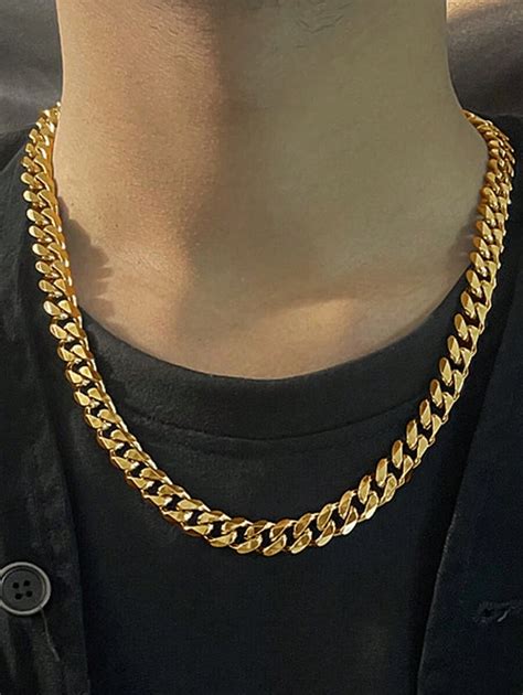 1pc Mens Vintage Gold Iron Round Link Necklace Domineering Cuban